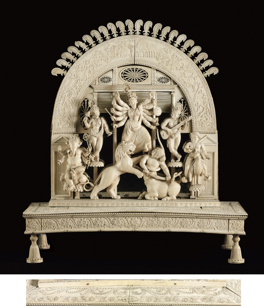An Ivory altarpiece of Durga Mahishasuramardini , INDIA, BENGAL, DATED ...