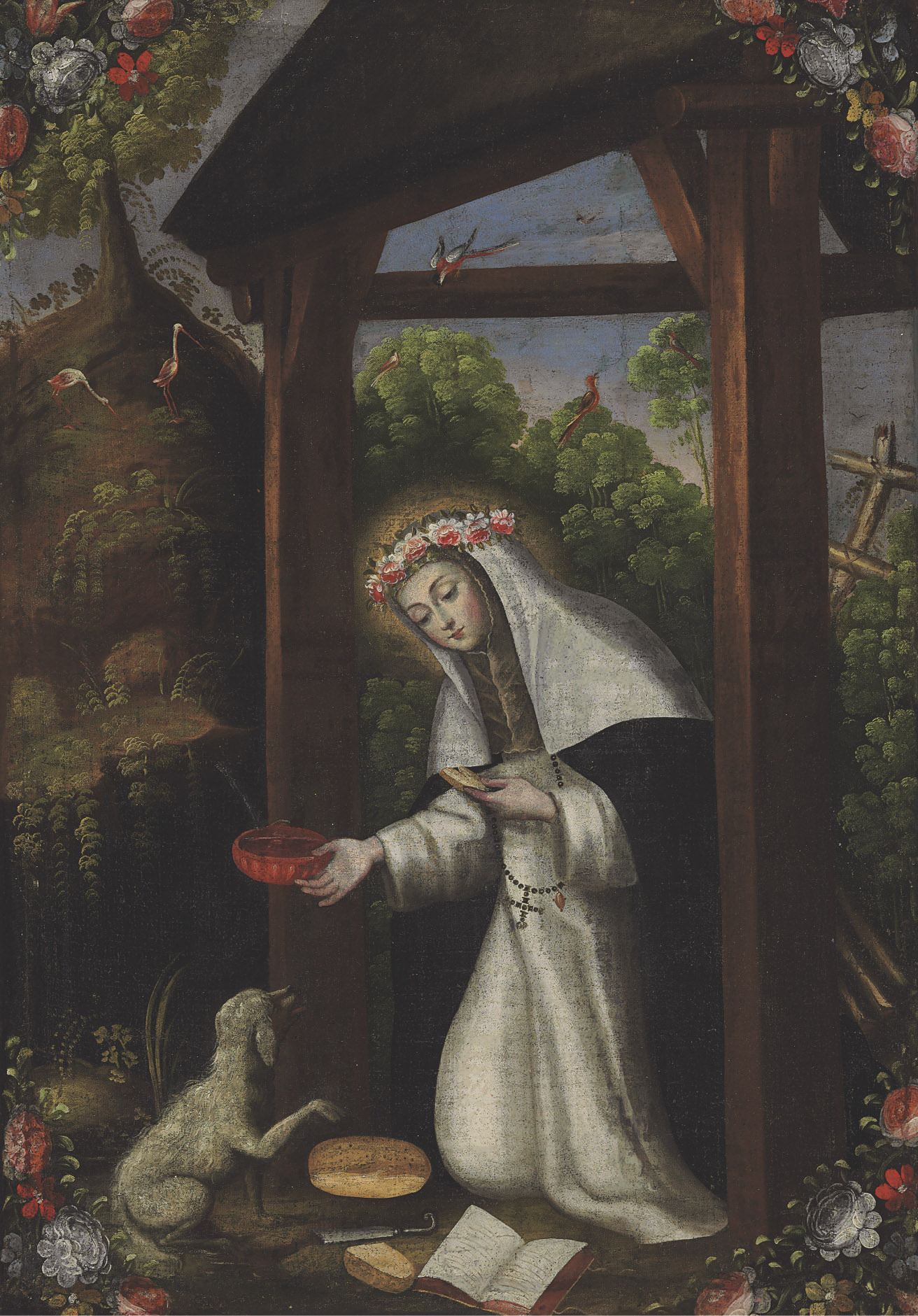 Anonymous (Cuzco School 18th Century) , Santa Rosa de Lima with a Dog ...