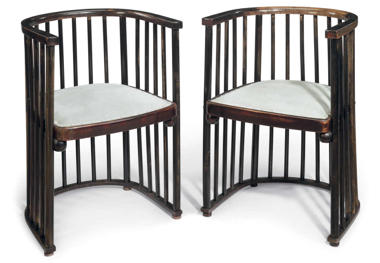 JOSEF HOFFMANN (1870-1956) , A PAIR OF UPHOLSTERED STAINED BENTWOOD ...