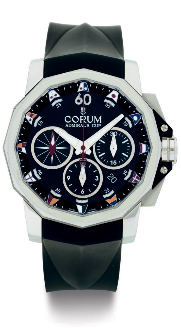 CORUM. A STAINLESS STEEL AUTOMATIC CHRONOGRAPH WRISTWATCH WITH DATE ...