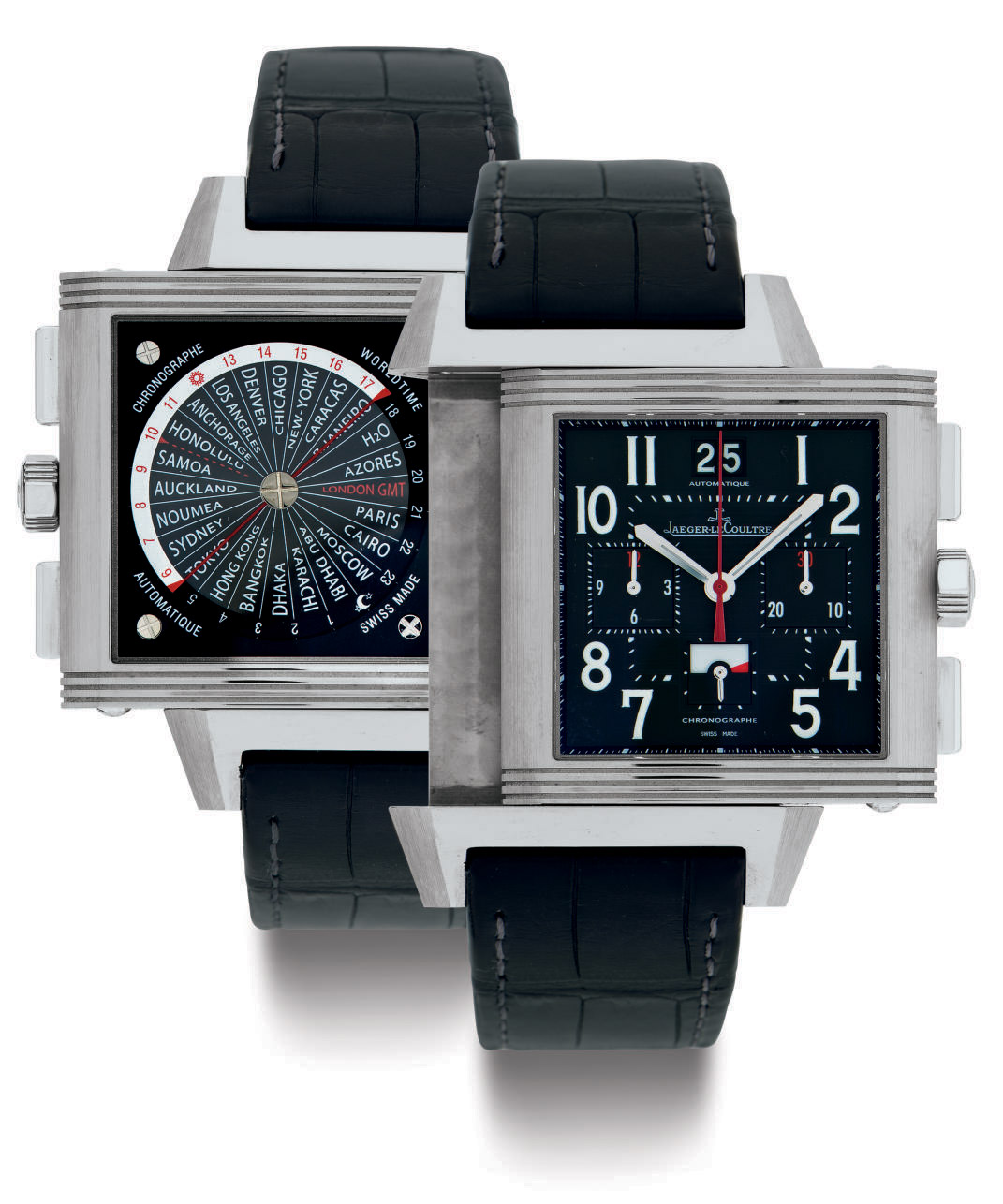 JAEGER-LECOULTRE. AN OVERSIZED LIMITED EDITION TITANIUM RECTANGULAR ...