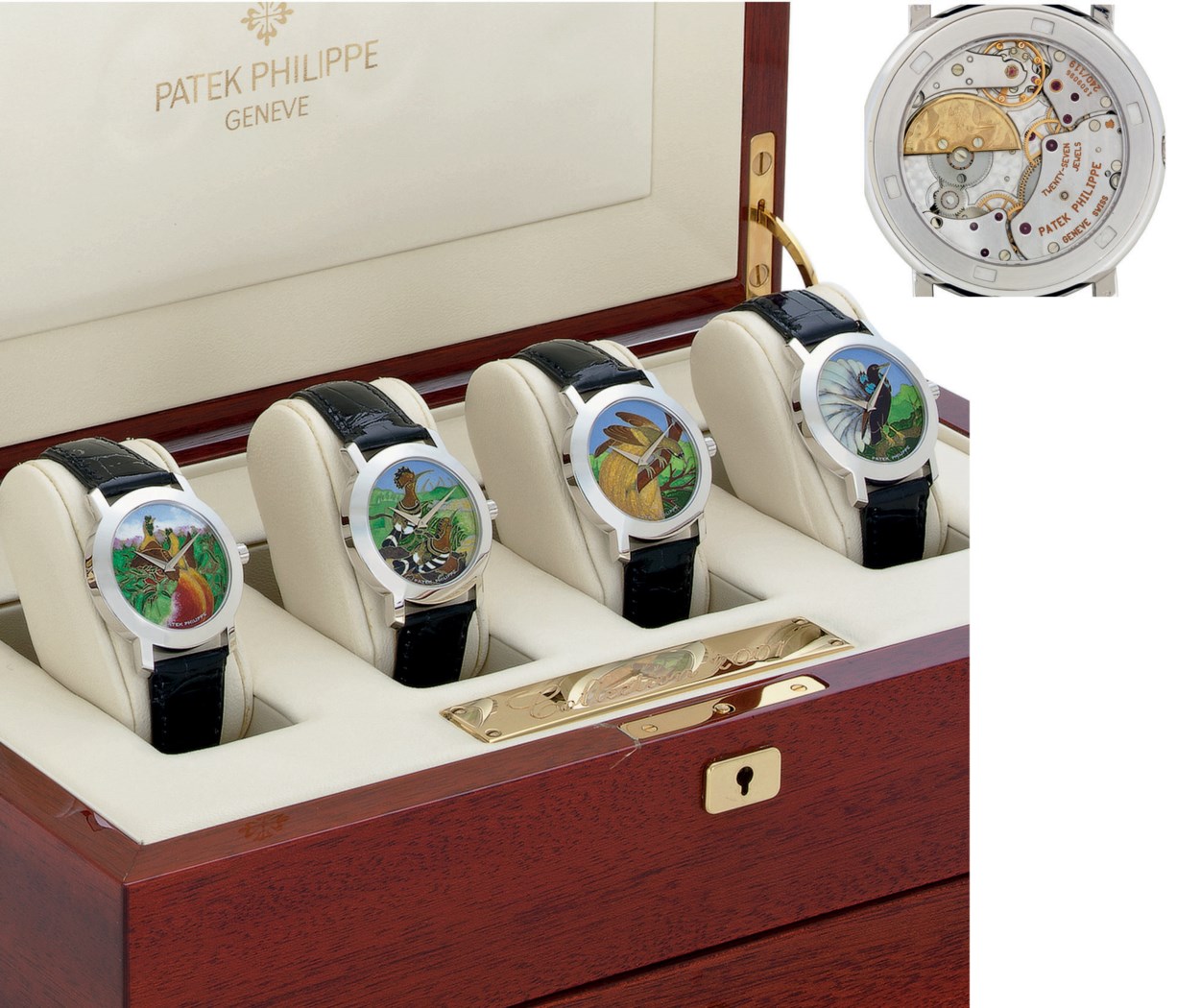PATEK PHILIPPE. A VERY FINE AND RARE LIMITED EDITION SET OF FOUR 18K ...