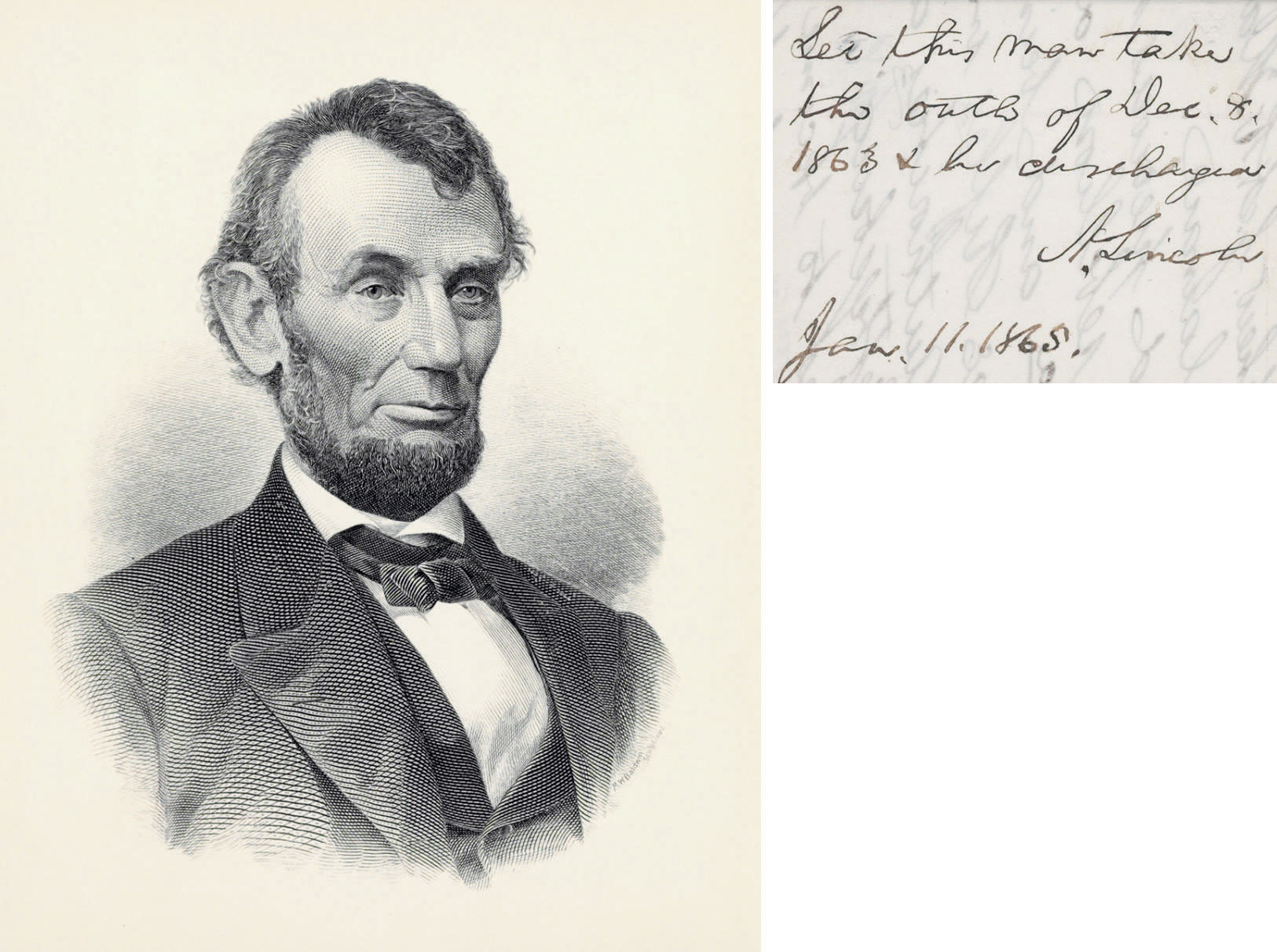 LINCOLN, Abraham. Autograph endorsement signed ("A. Lincoln"), as ...