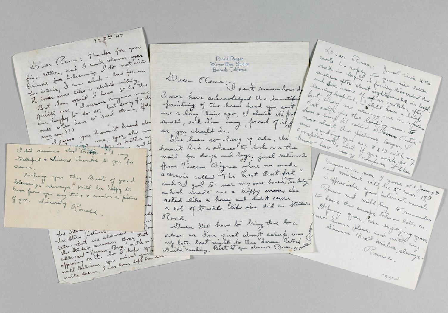 REAGAN, Ronald (1911-2004), President. Four autograph letters signed ...