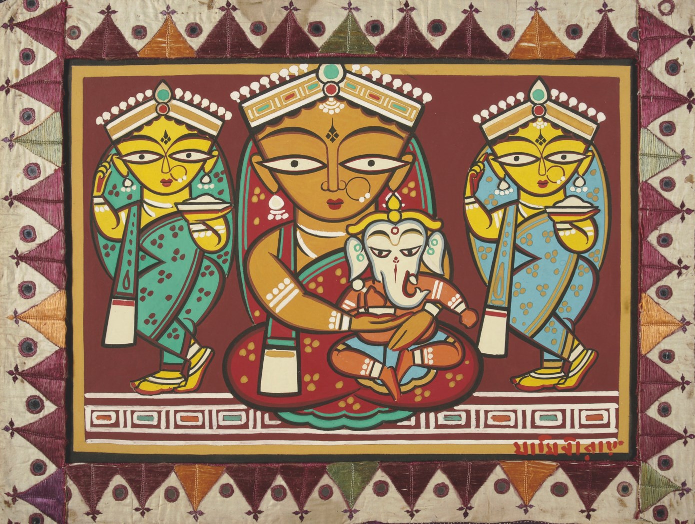 JAMINI ROY (1887-1972) , Untitled (Parvati and Ganesh with Attendants ...