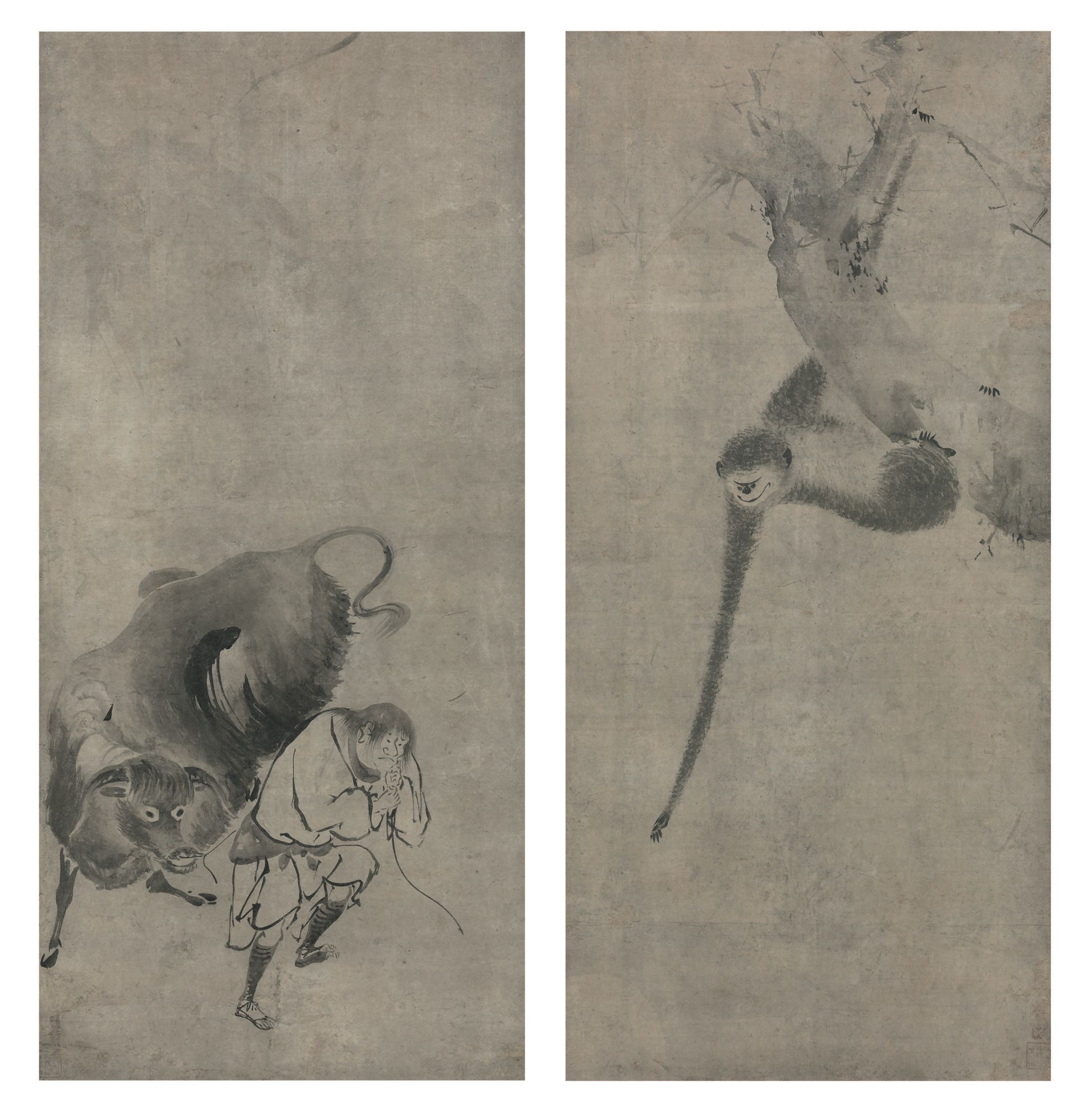 Kaiho Yusho (1533-1615) , Gibbon grasping at the reflected moon and ...