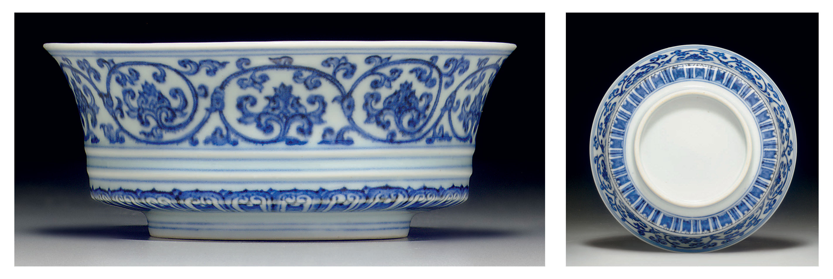 AN EARLY MING-STYLE BLUE AND WHITE DEEP BOWL