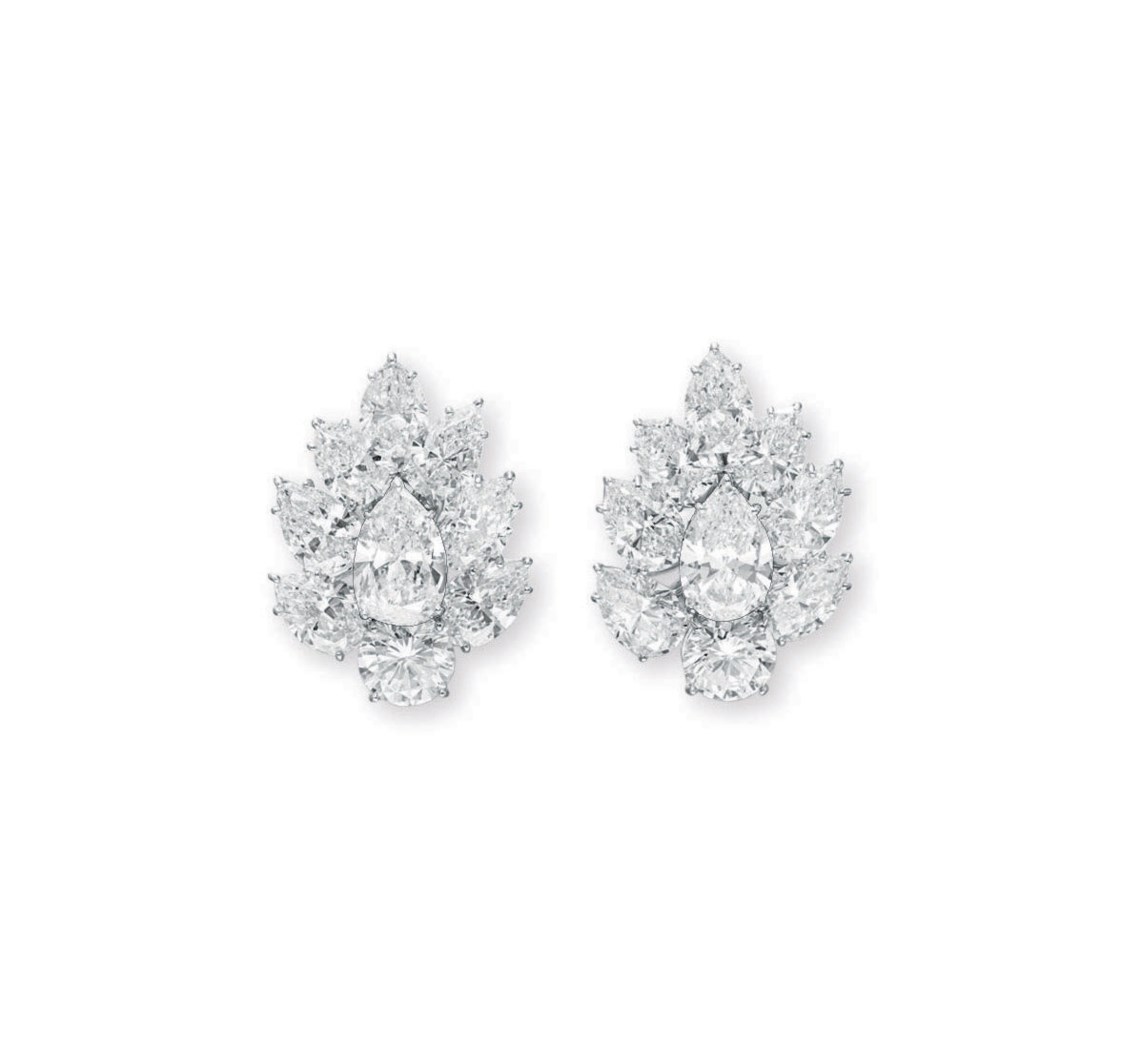 A PAIR OF DIAMOND EAR CLIPS | Christie's