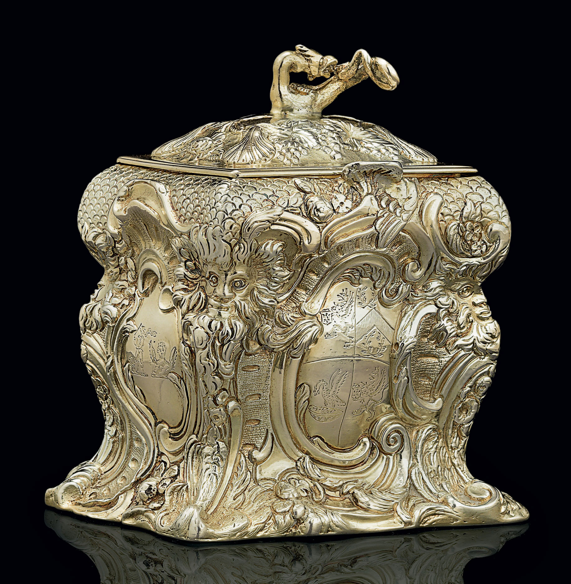 A REGENCY SILVER-GILT TEA CADDY
