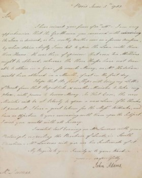 ADAMS, John. Letter signed ("John Adams"), to Charles W. F. Dumas (1721 ...