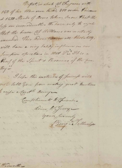 [AMERICAN REVOLUTION]. TALLMADGE, Benjamin (1754-1835). Autograph ...