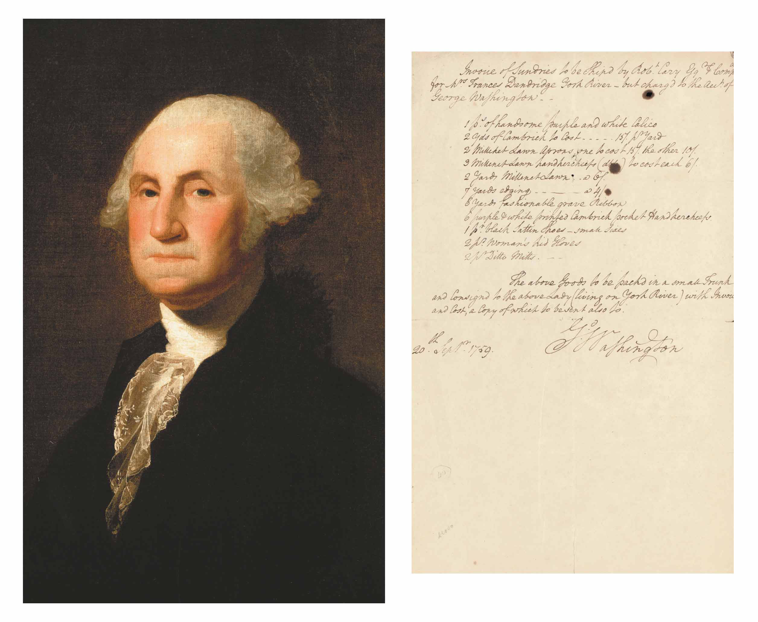 WASHINGTON, George (1732-1799). Autograph manuscript signed twice ...