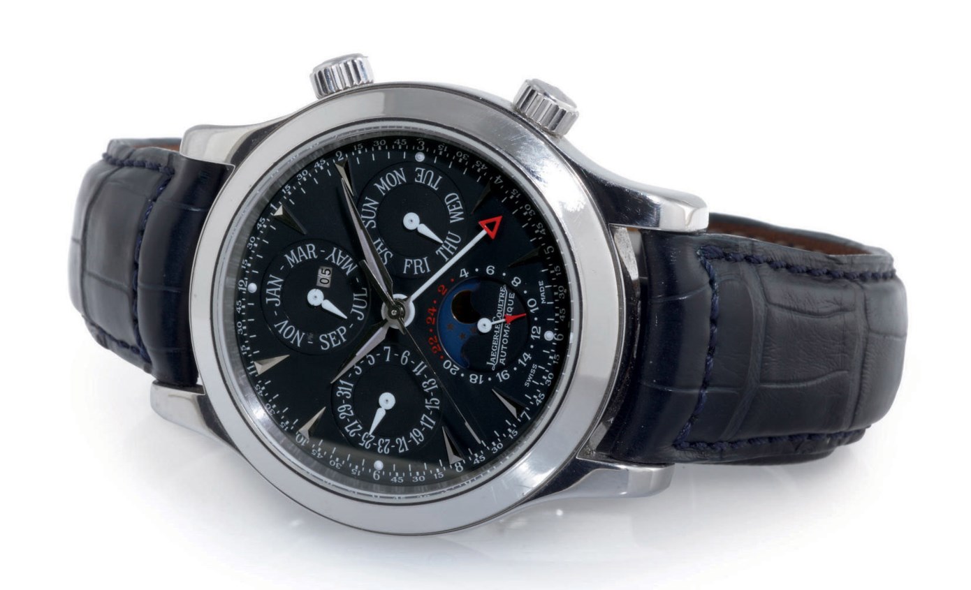 JAEGER-LECOULTRE. A FINE AND RARE LIMITED EDITION PLATINUM AUTOMATIC ...