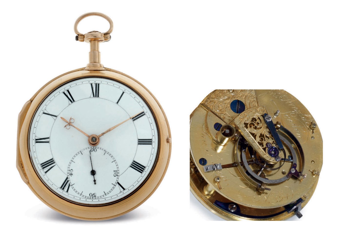 ARNOLD. A FINE 18K GOLD OPENFACE POCKET CHRONOMETER , SIGNED JN. R ...