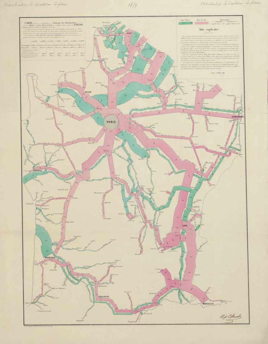 MINARD, Charles Joseph. "Carte figurative et approximative des Tonnages ...