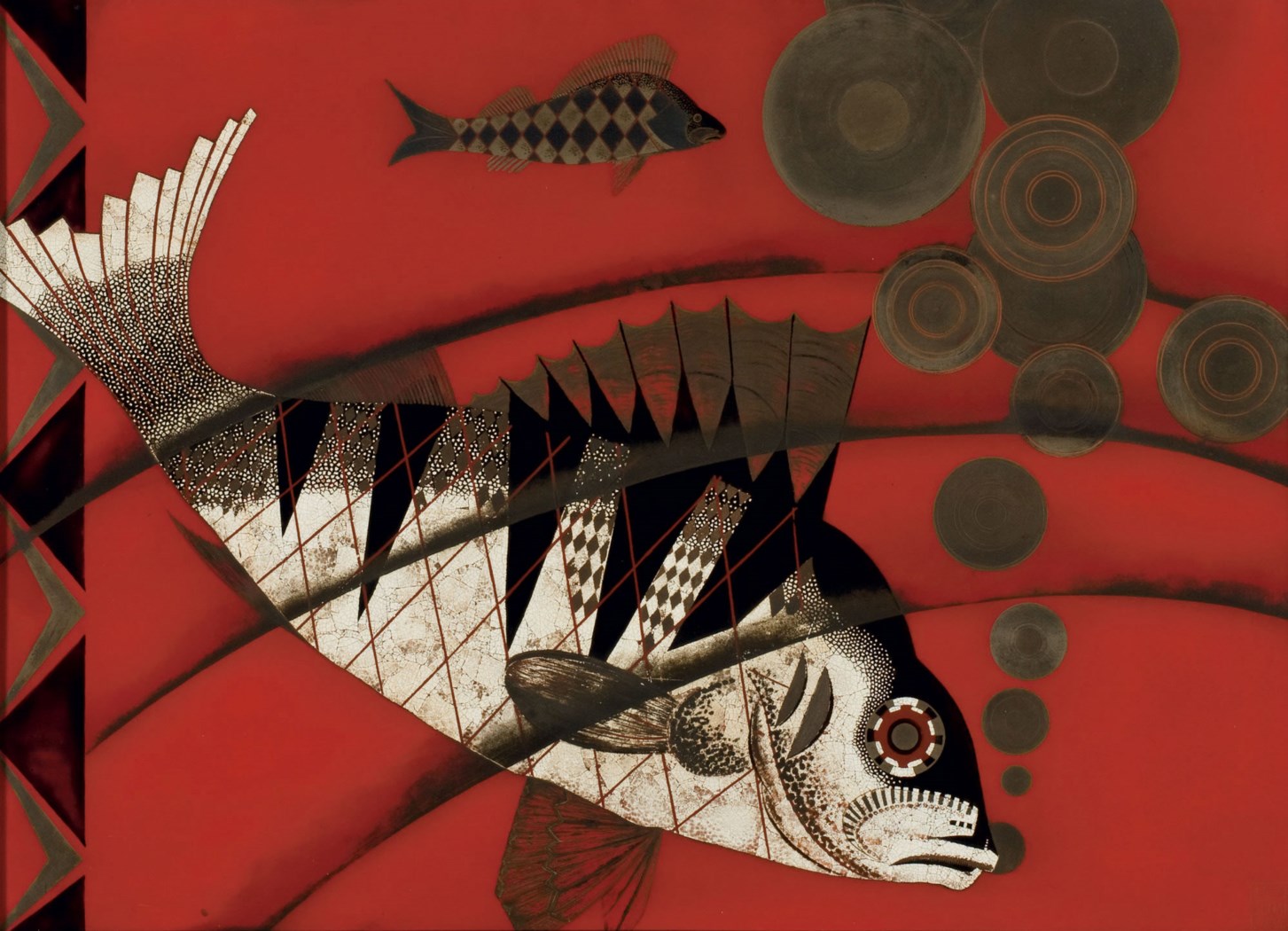 JEAN DUNAND (1877-1942) , A LACQUER AND COQUILLE D'OEUF PANEL, 1925 ...