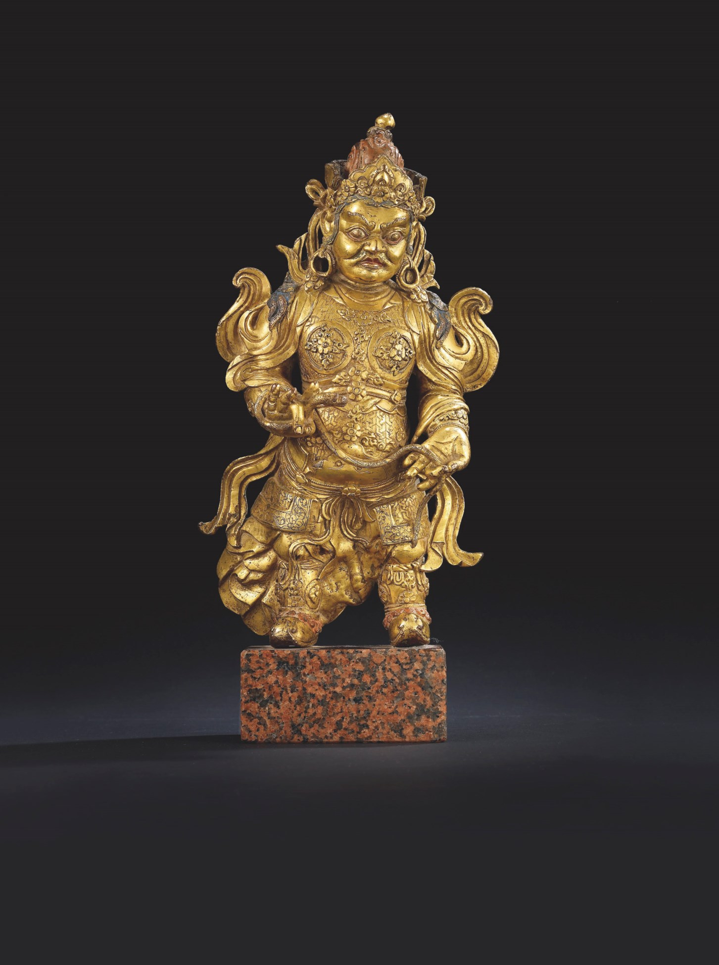 STATUE DE LOKAPALA EN BRONZE DORE, TIBETO-CHINOIS, XVIEME SIECLE ...