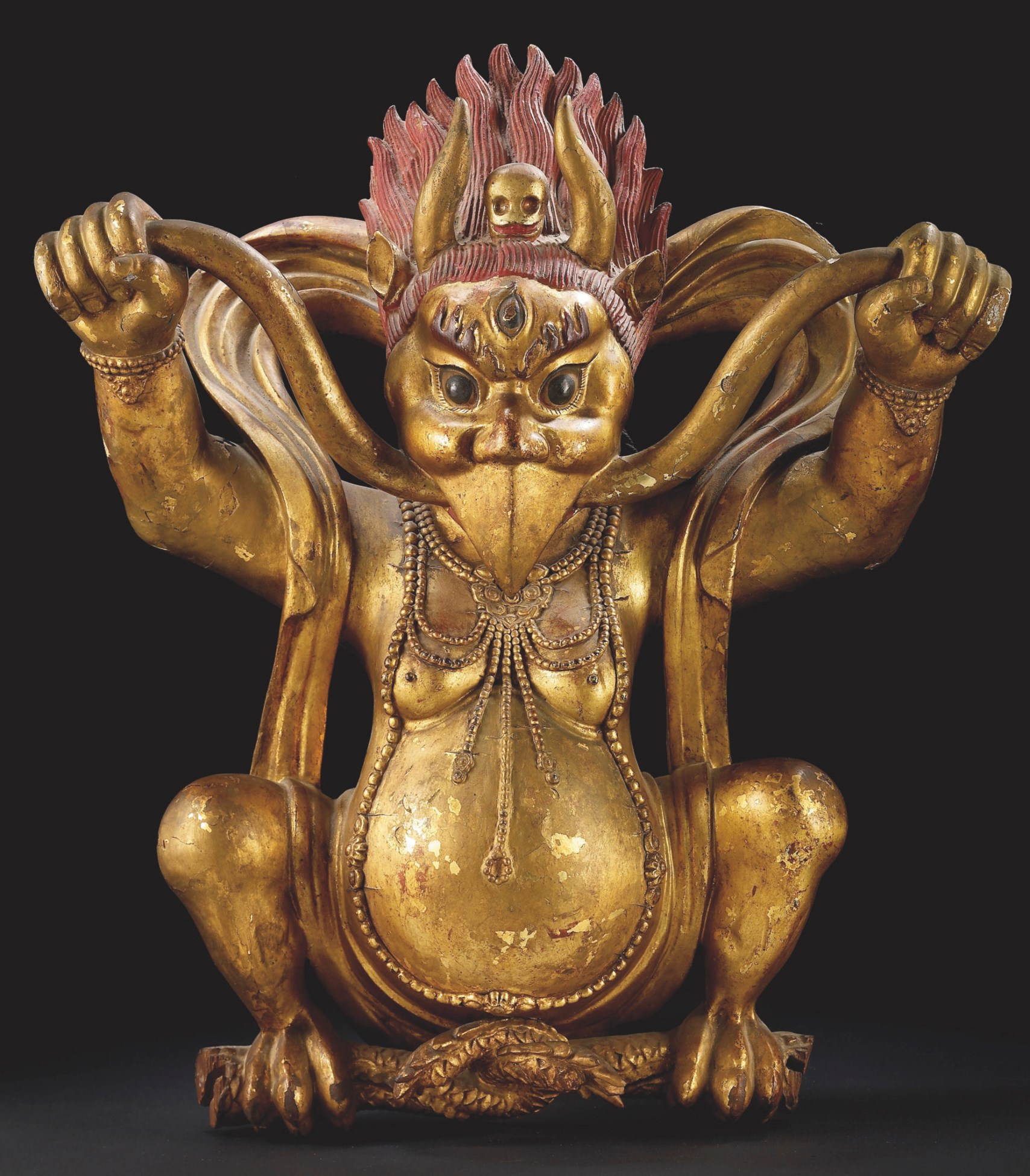 STATUE DE GARUDA EN BOIS LAQUE OR, TIBETO-CHINOIS, XVIIIEME SIECLE ...