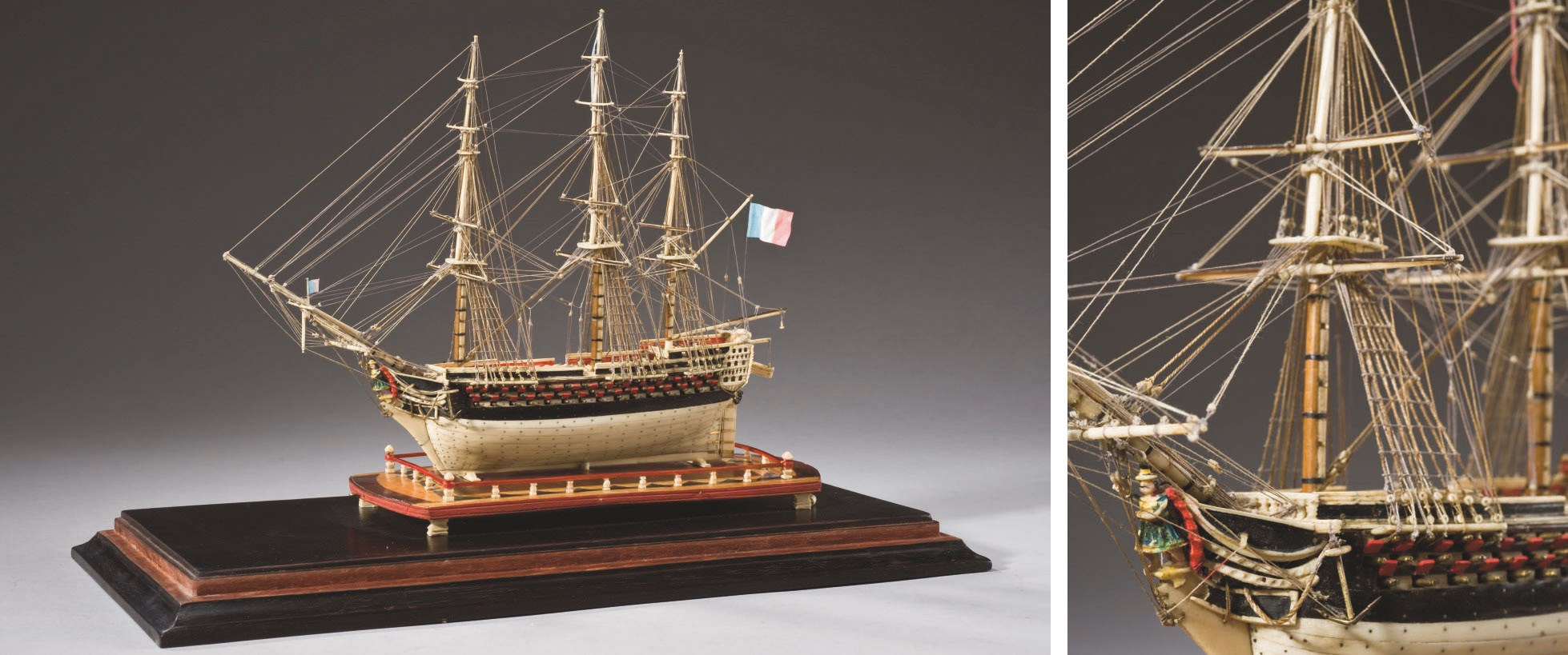 MAQUETTE DE BATEAU DE PRISONNIERS NAPOLEONIENS 'HMS BARFLEUR' A QUATRE ...