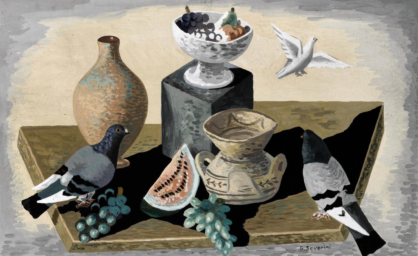 Gino Severini (1883-1966) , Natura morta con piccioni | Christie's