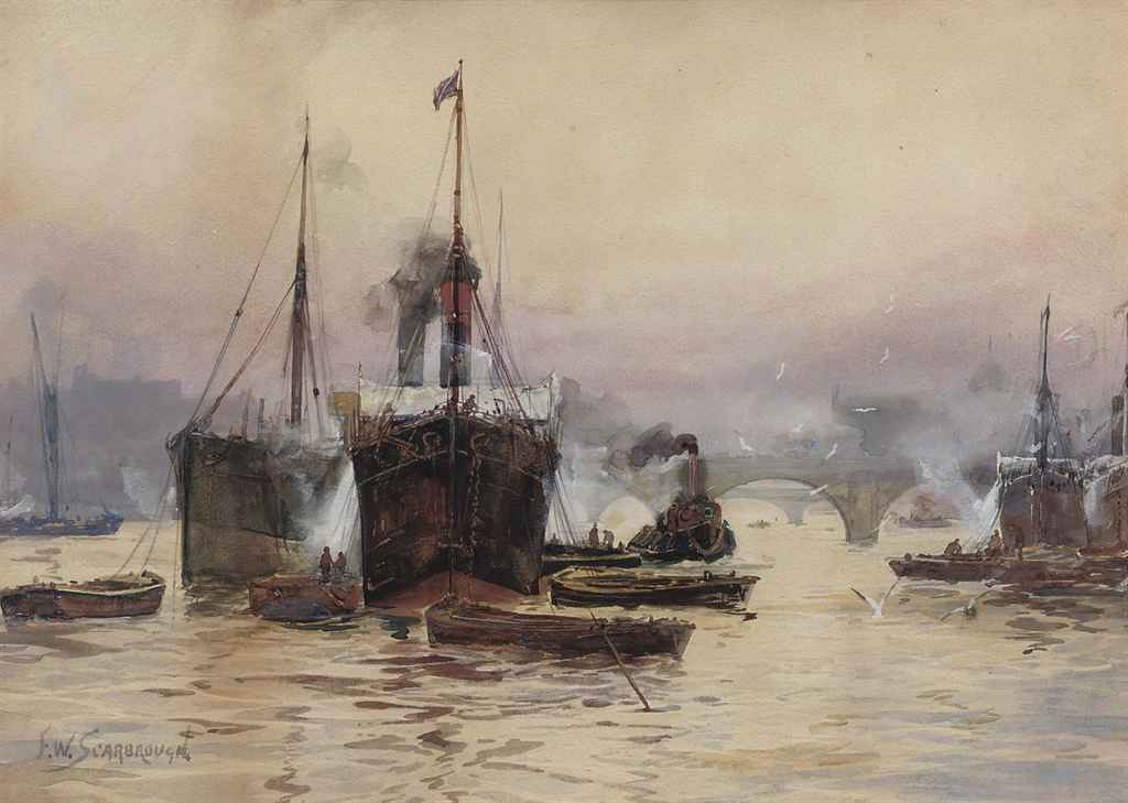 Frederick William Scarborough (1860-1939) , Boating on the river Thames ...