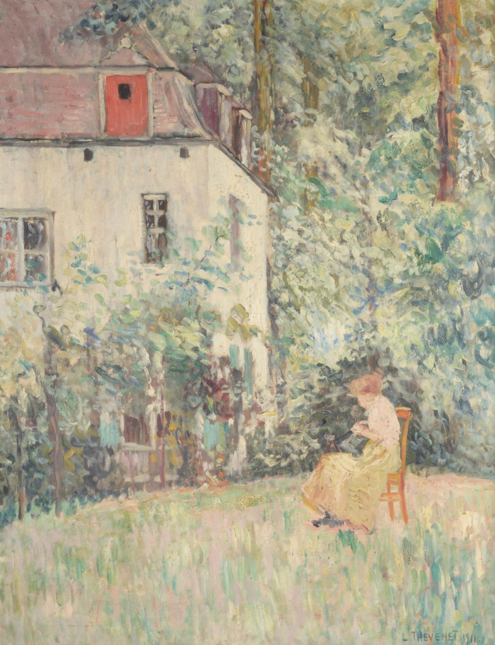 Louis Thevenet (1874-1930) , Lady in a garden | Christie's