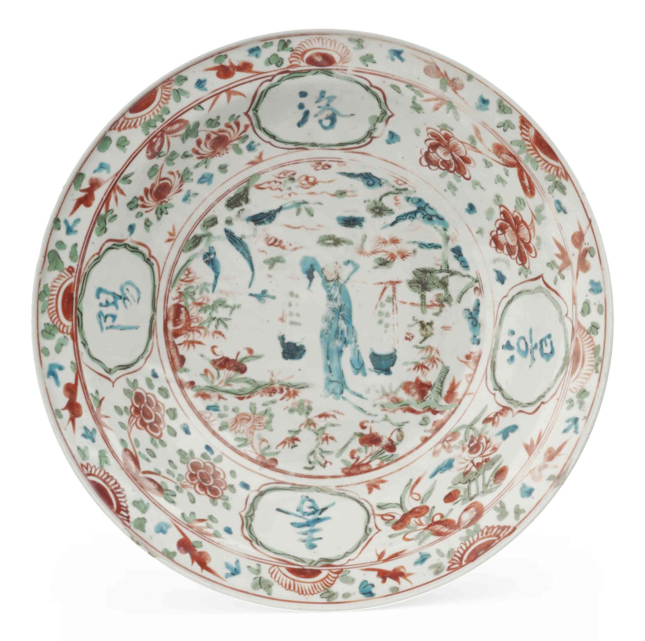 A large Chinese Swatow polychrome dish , 16TH 17TH CENTURY | Christie's