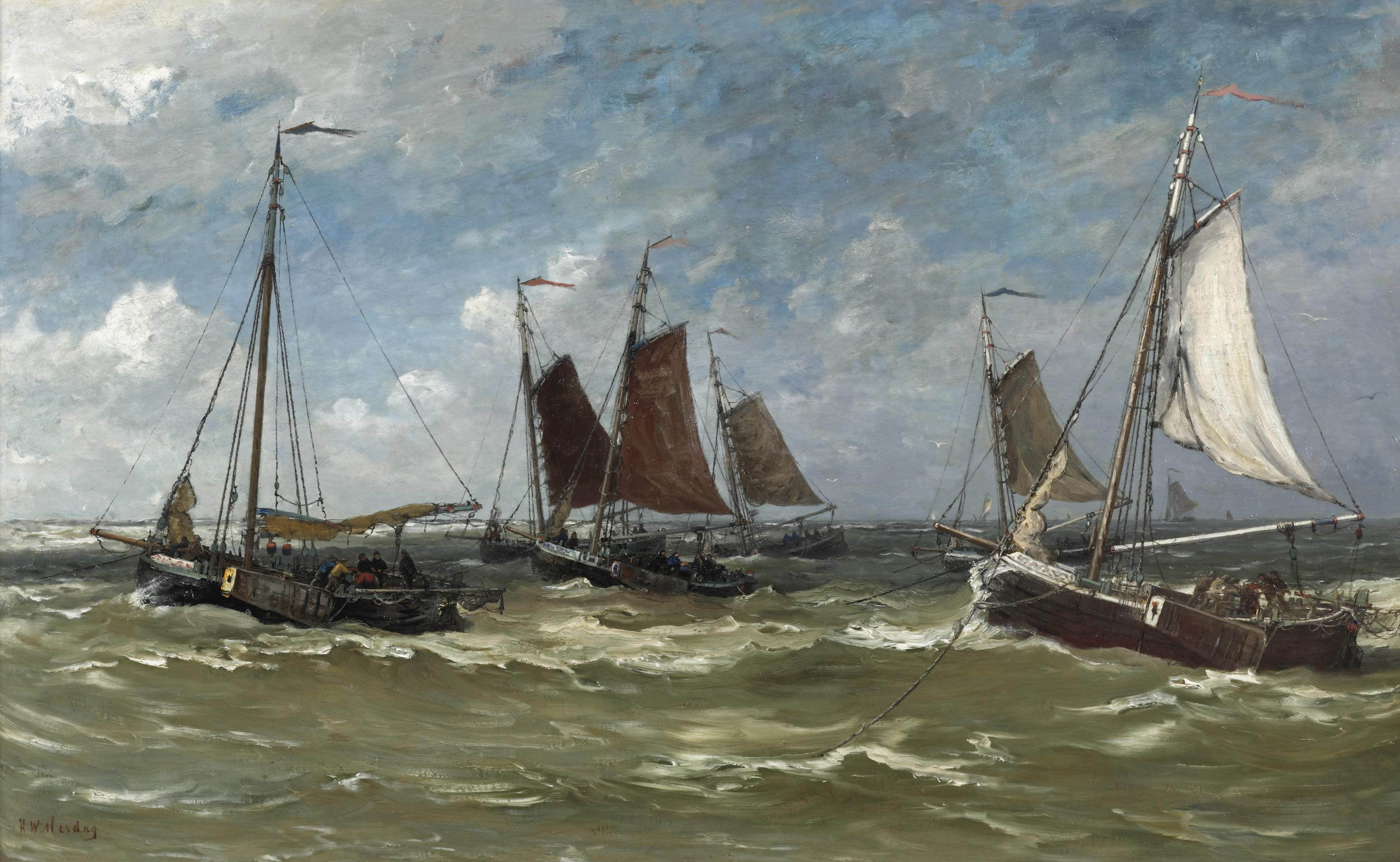 Hendrik Willem Mesdag (1831-1915) , Un jour de Novembre, Scheveningue ...