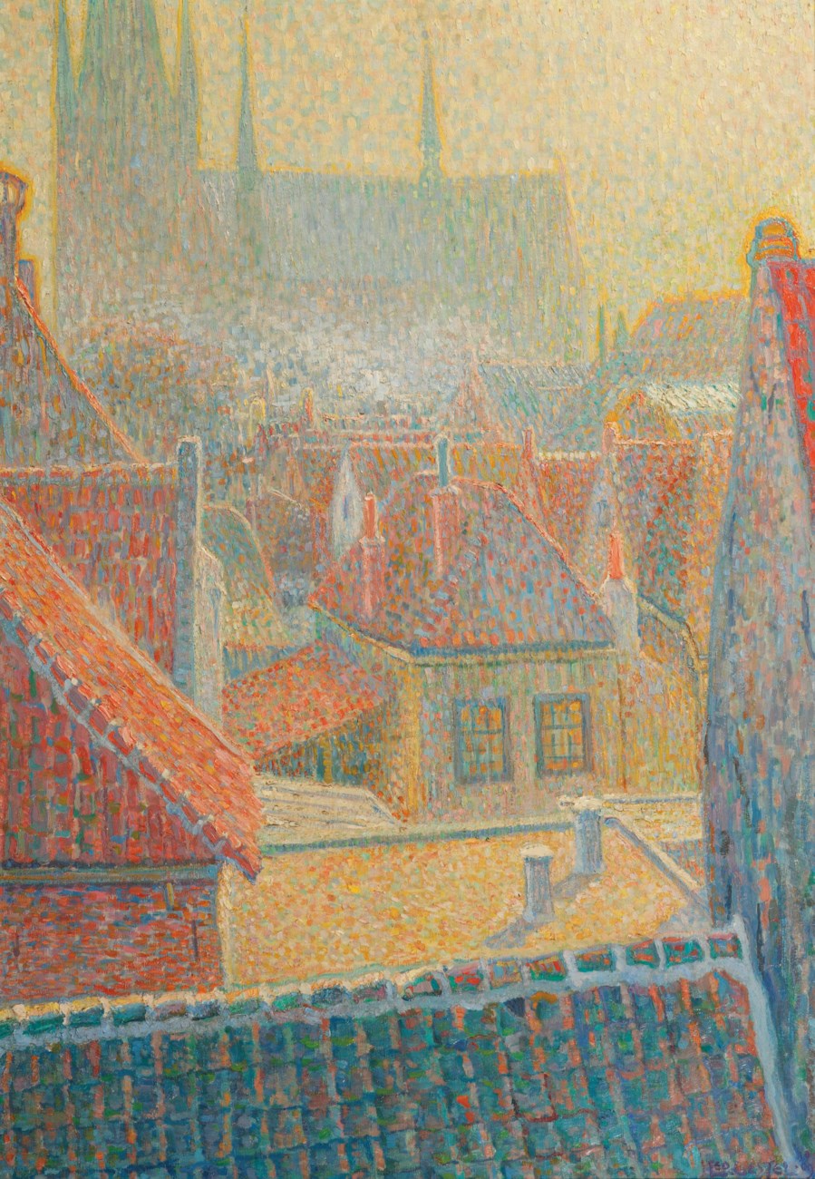 Leo Gestel (1881-1941) , Gezicht op de kerk in Woerden; a view of ...