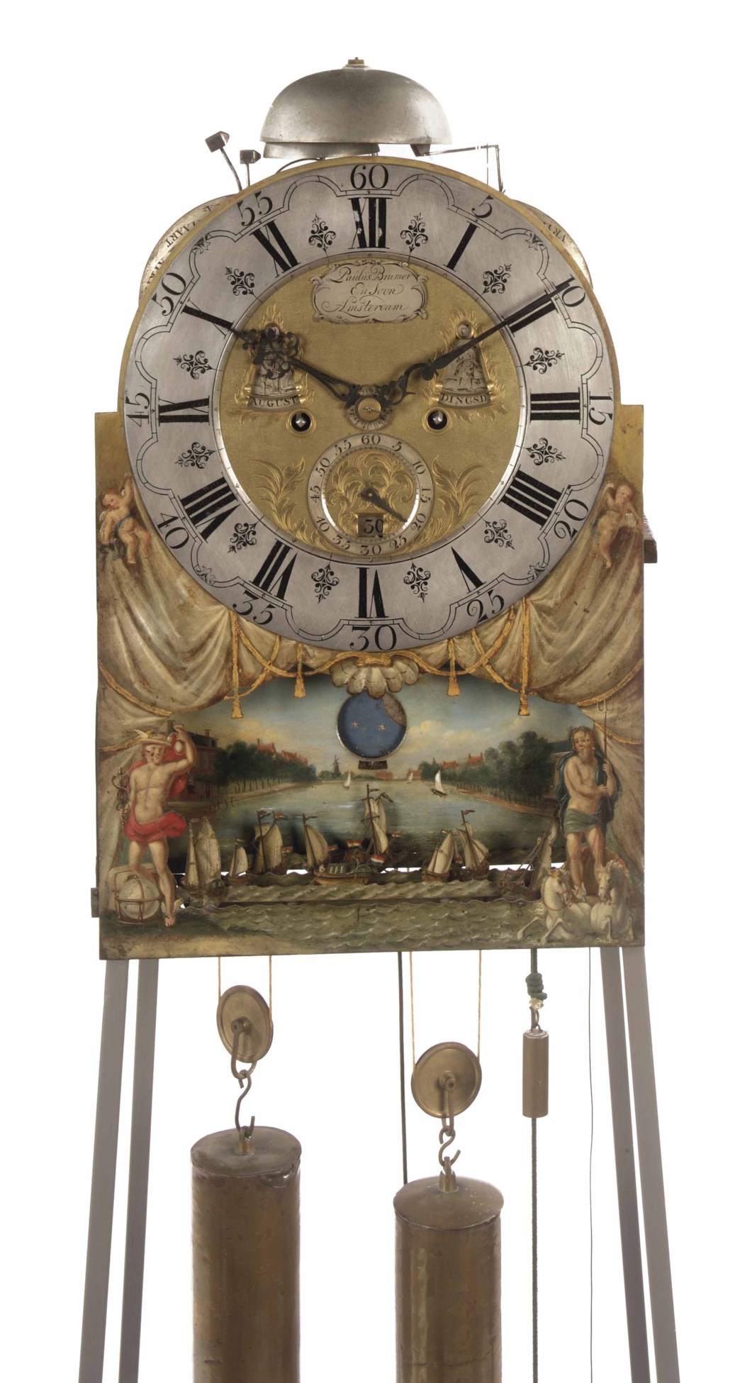 A Dutch rocking ships 'scheepjes mechaniek' dial and movement of a ...