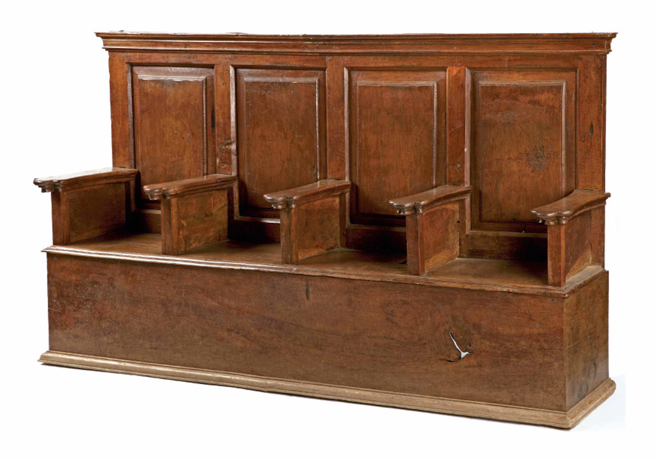 AN ITALIAN WALNUT CHOIR BENCH , 17TH CENTURY | Christie's