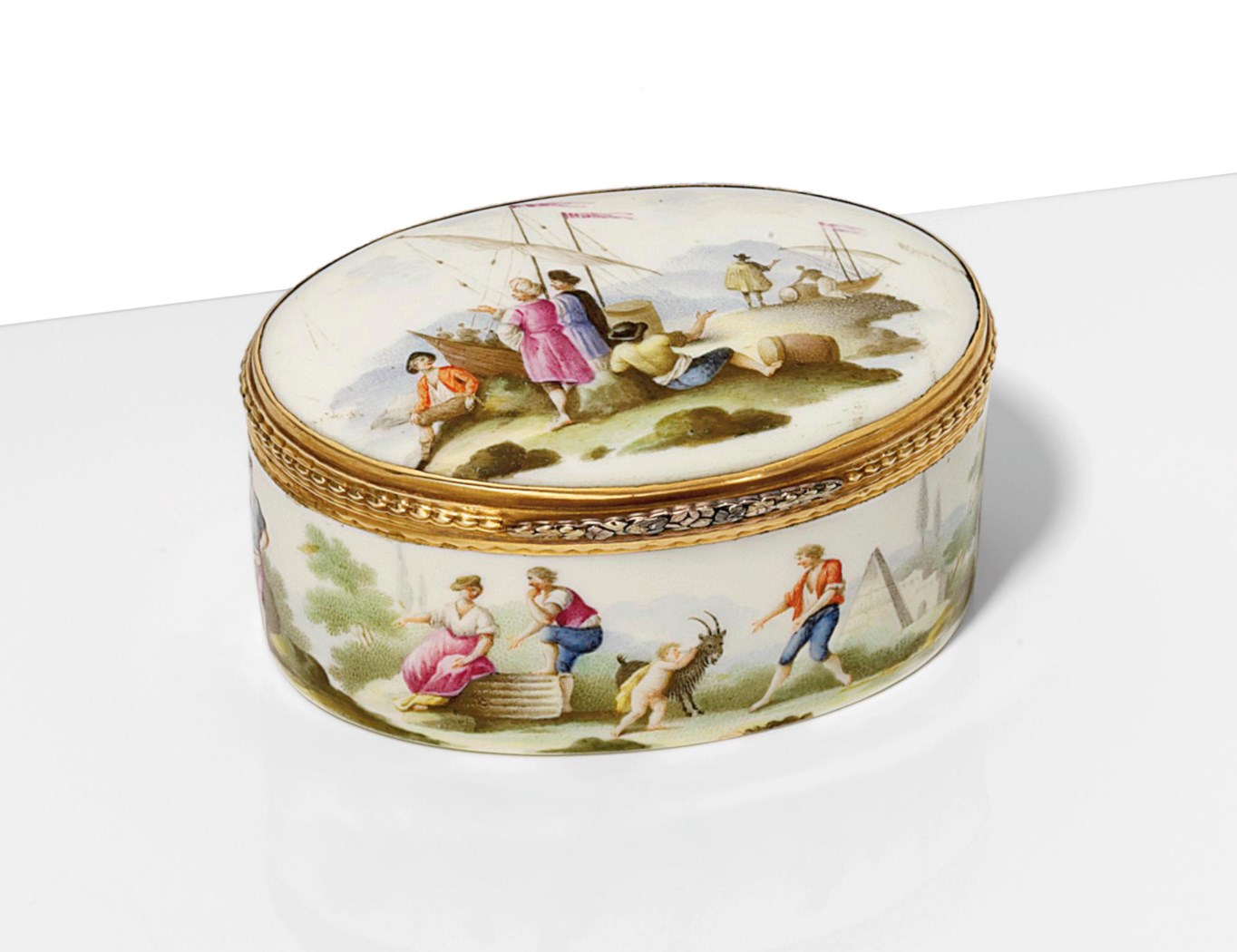 AN ITALIAN GOLD-MOUNTED PORCELAIN SNUFF-BOX , CAPODIMONTE, CIRCA 1755 ...