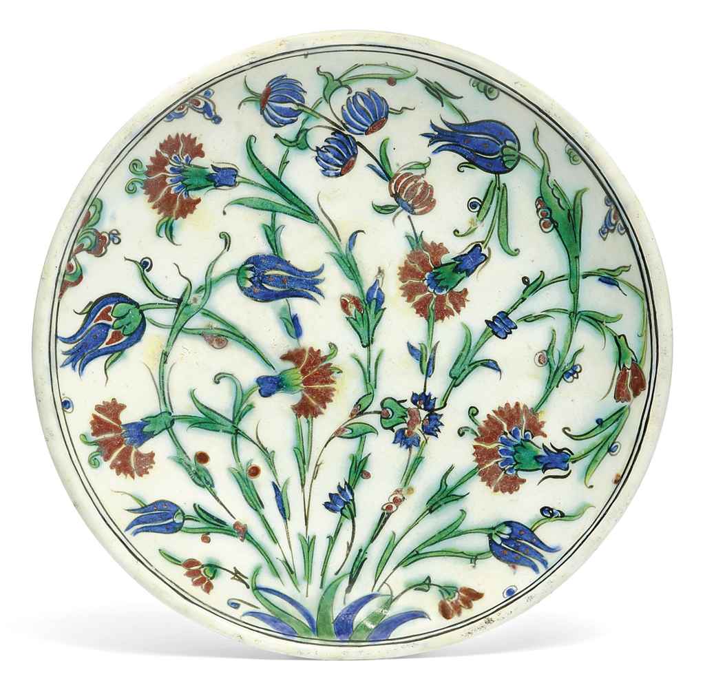 TWO IZNIK POTTERY TILES , OTTOMAN TURKEY, CIRCA 1585 | Christie's