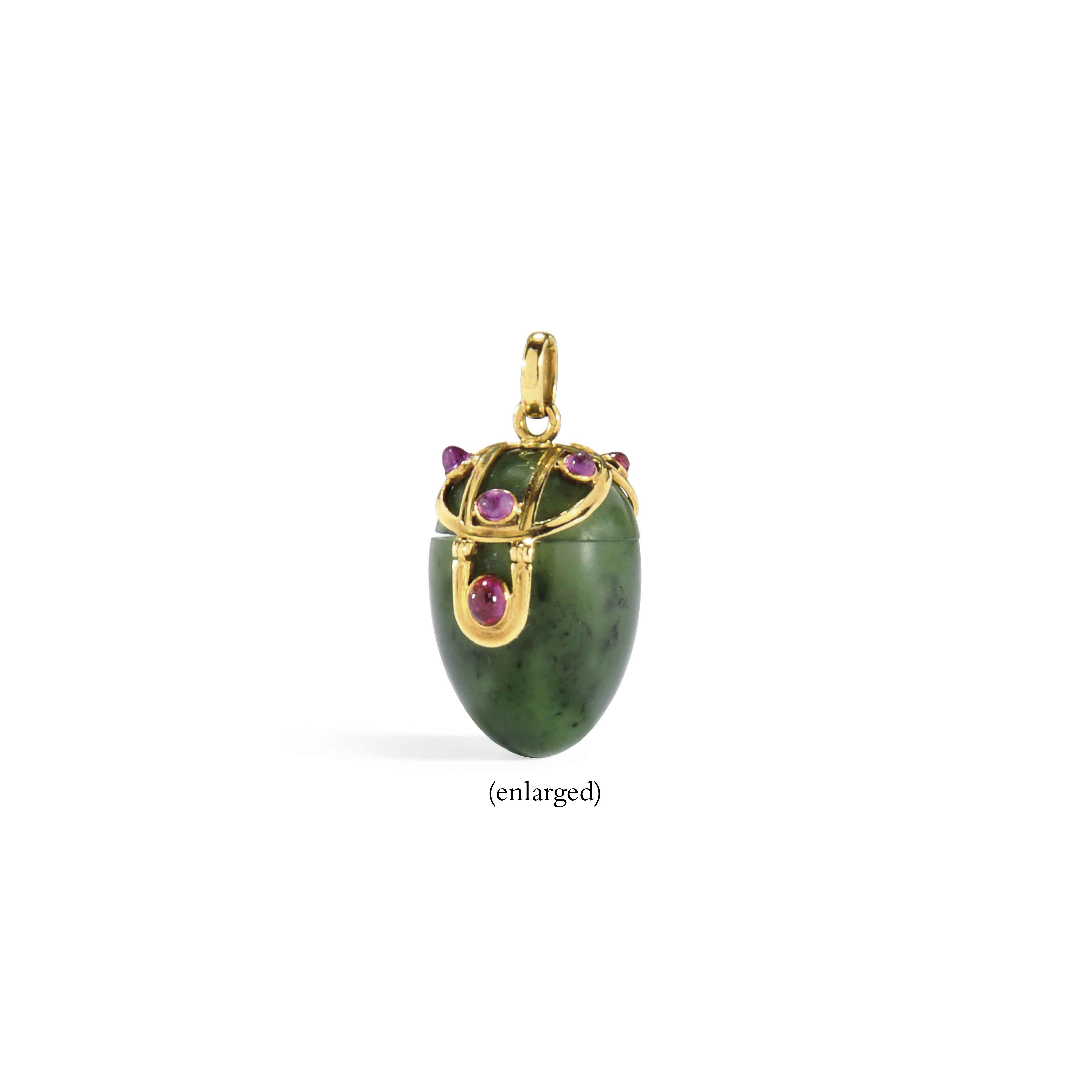 A TWO-COLOUR GOLD-MOUNTED NEPHRITE CIGARETTE CASE , MARKED FABERGÉ ...