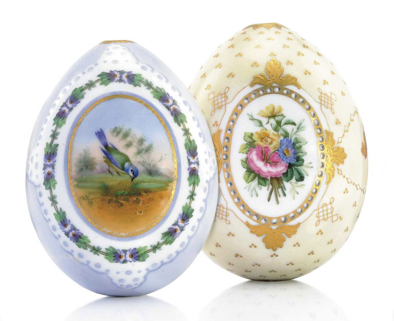 TWO PORCELAIN EASTER EGGS