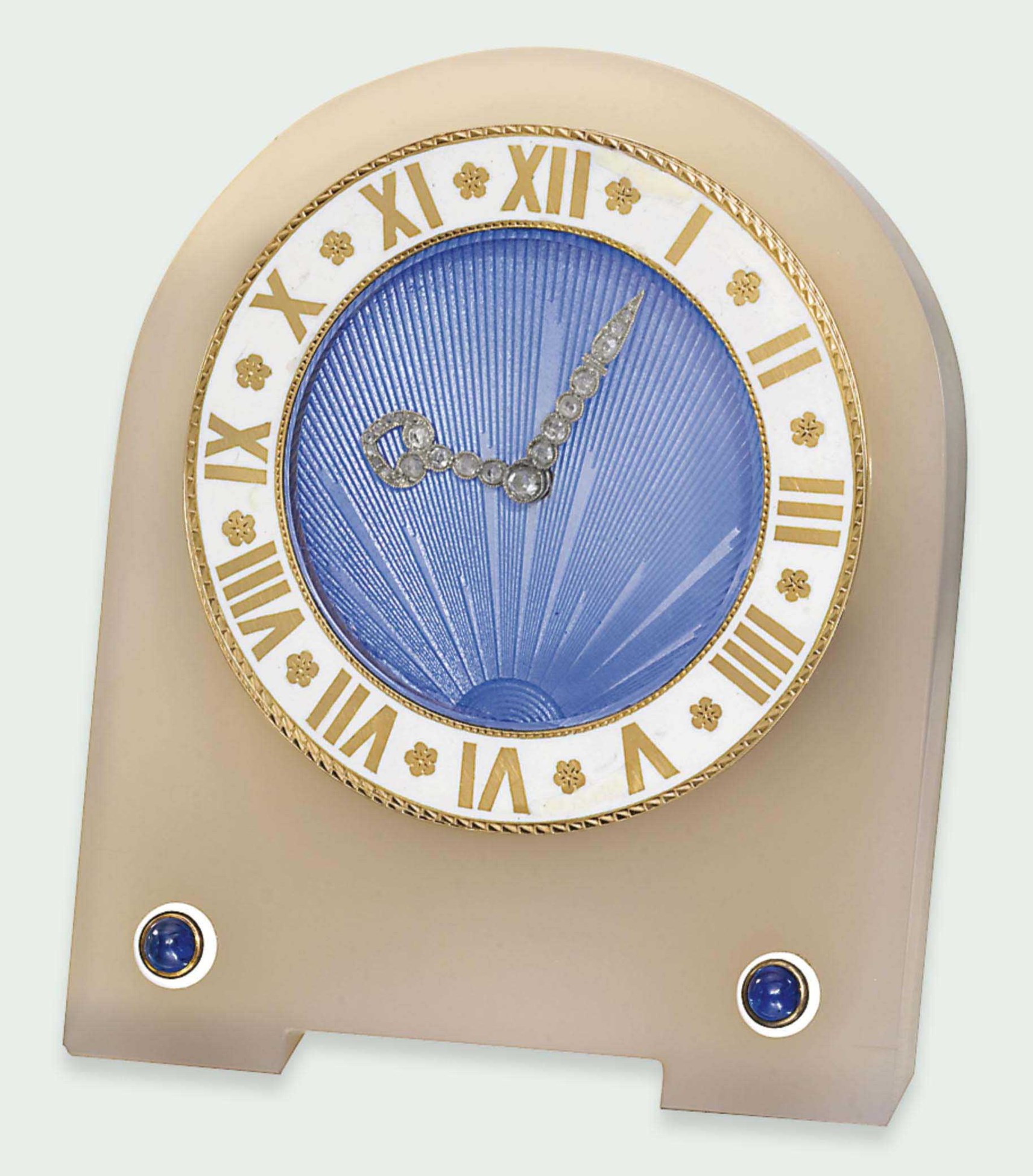 AN EARLY 2OTH CENTURY ENAMEL AND GEM-SET DESK CLOCK, BY EUROPEAN WATCH ...