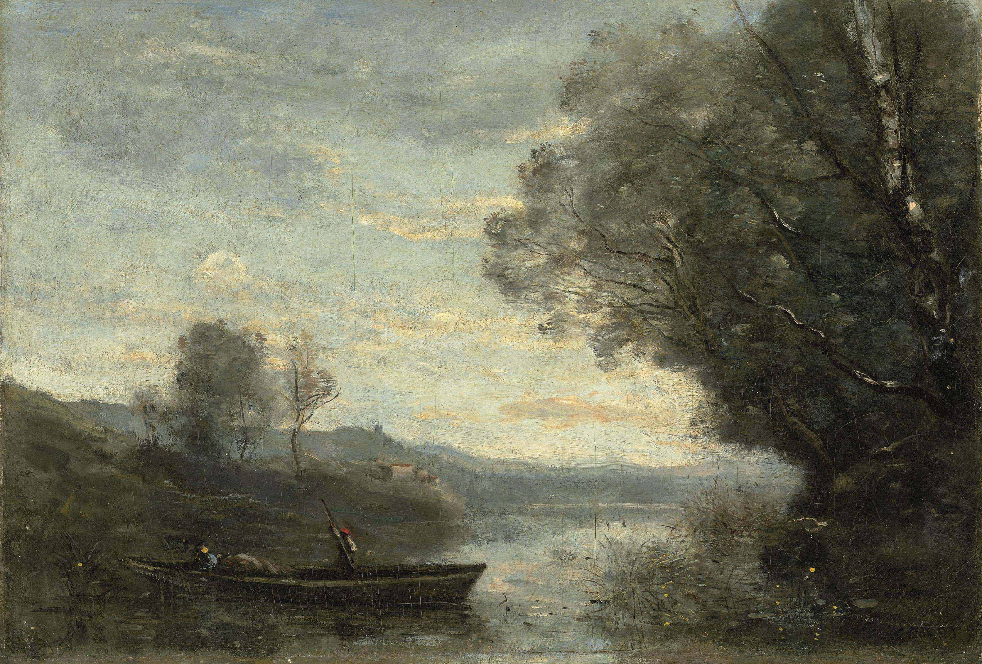 Jean-Baptiste-Camille Corot (French, 1796-1875) , Souvenir du Lac de ...