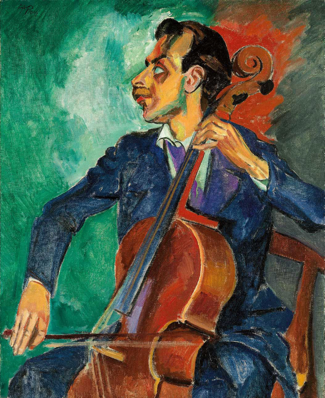 Hermann Max Pechstein (1881-1955) , Cellospieler, Bildnis Dr ...