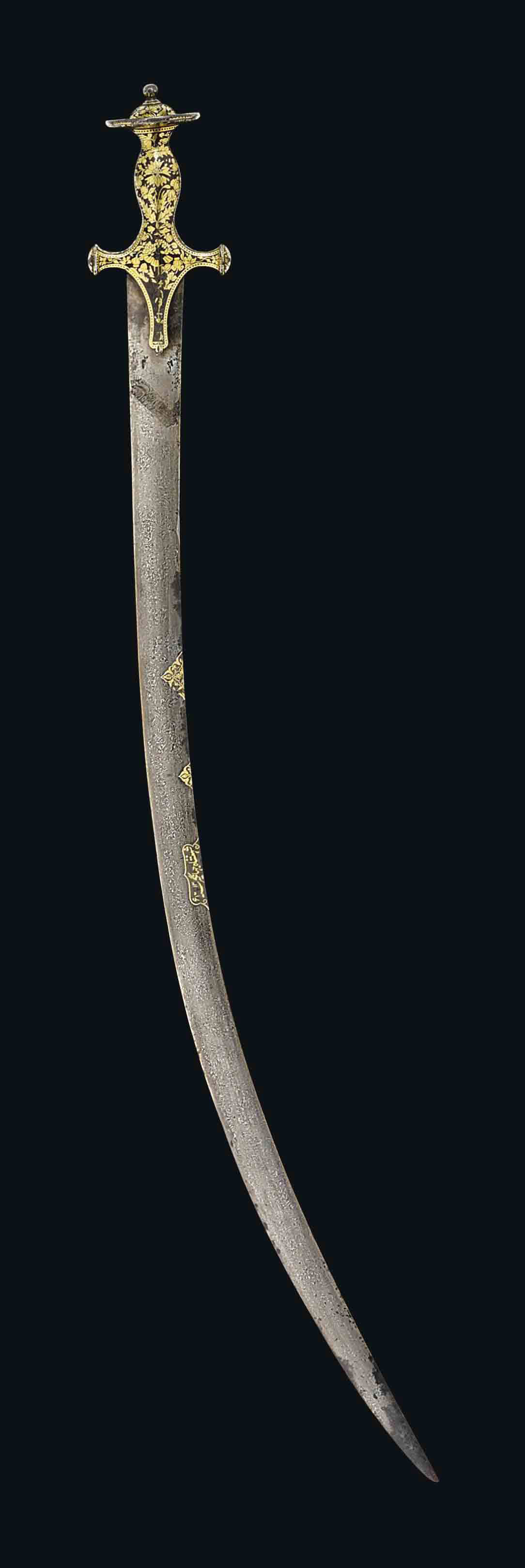AN ELEGANTLY WATERED STEEL SWORD (SHAMSHIR)