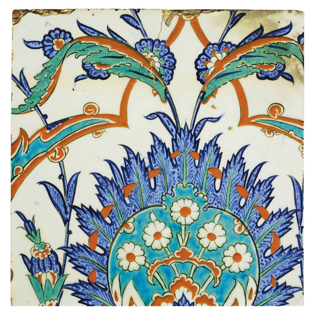 AN IZNIK POTTERY TILE , OTTOMAN TURKEY, CIRCA 1575 | Christie's
