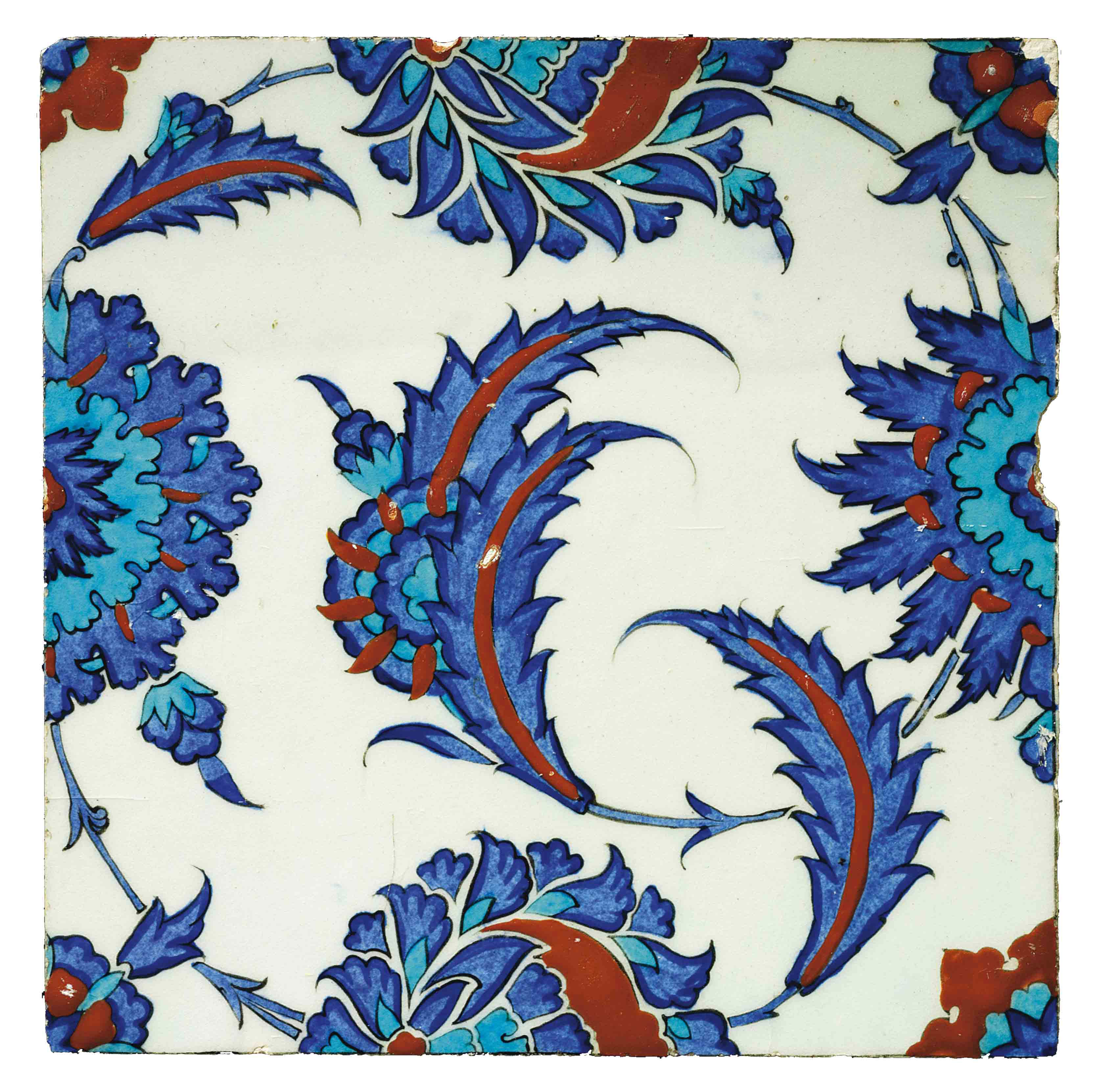 AN IZNIK POTTERY TILE , OTTOMAN TURKEY, CIRCA 1580 | Christie's