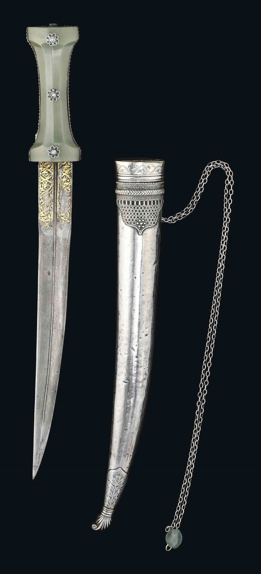 AN OTTOMAN JADE HILTED DAGGER (KHANJAR)