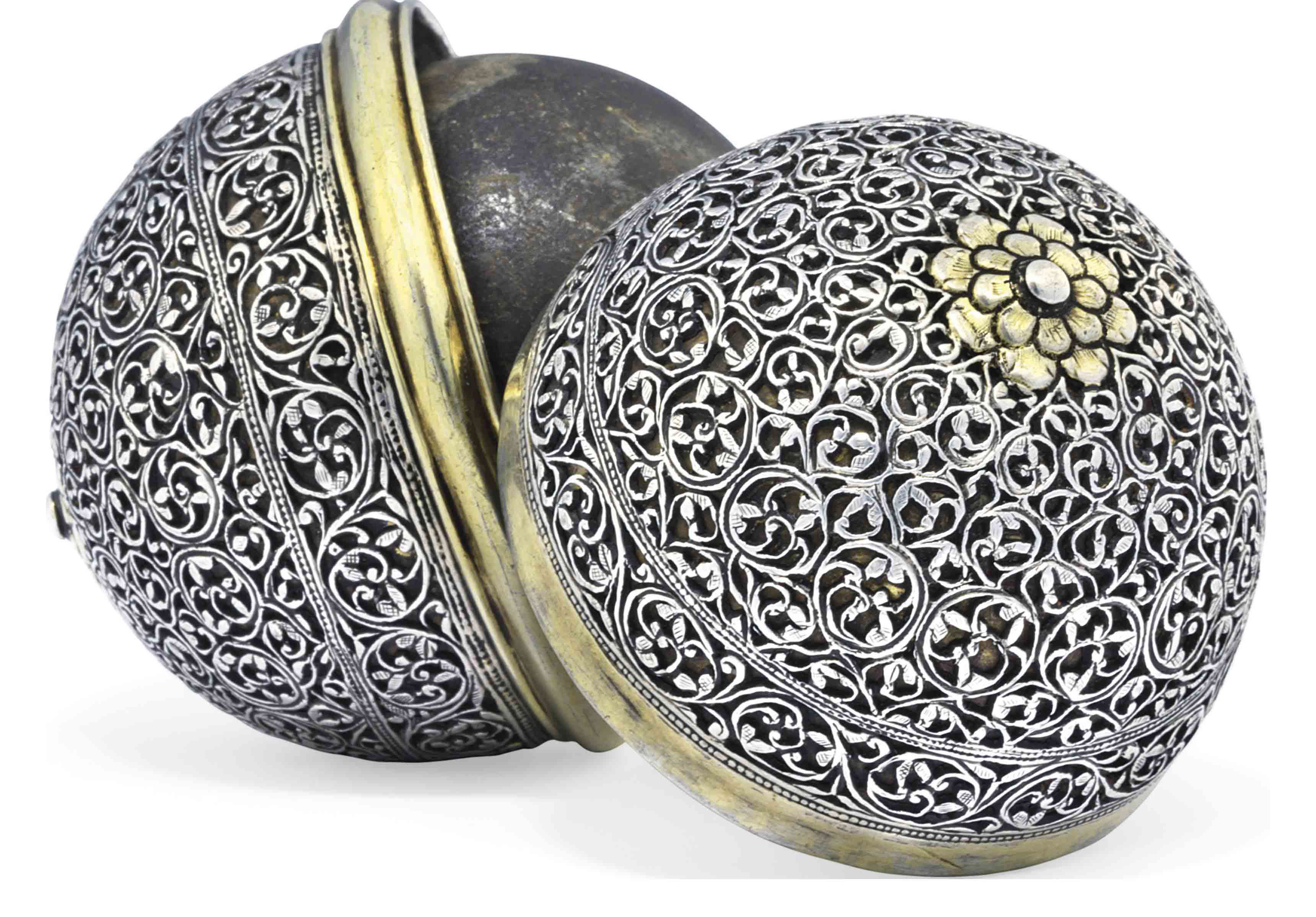 A PIERCED SILVER BEZOAR-STONE HOLDER , NORTH INDIA, LATE 17TH OR EARLY ...