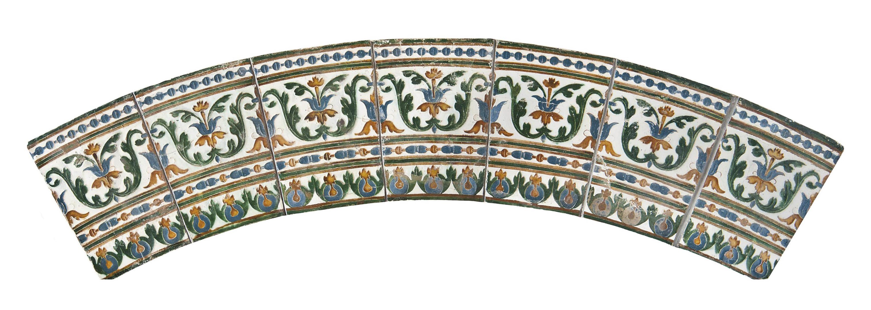 A SPANISH ARISTA ARCHED TILE PANEL , MID-16TH CENTURY, PROBABLY TOLEDO ...