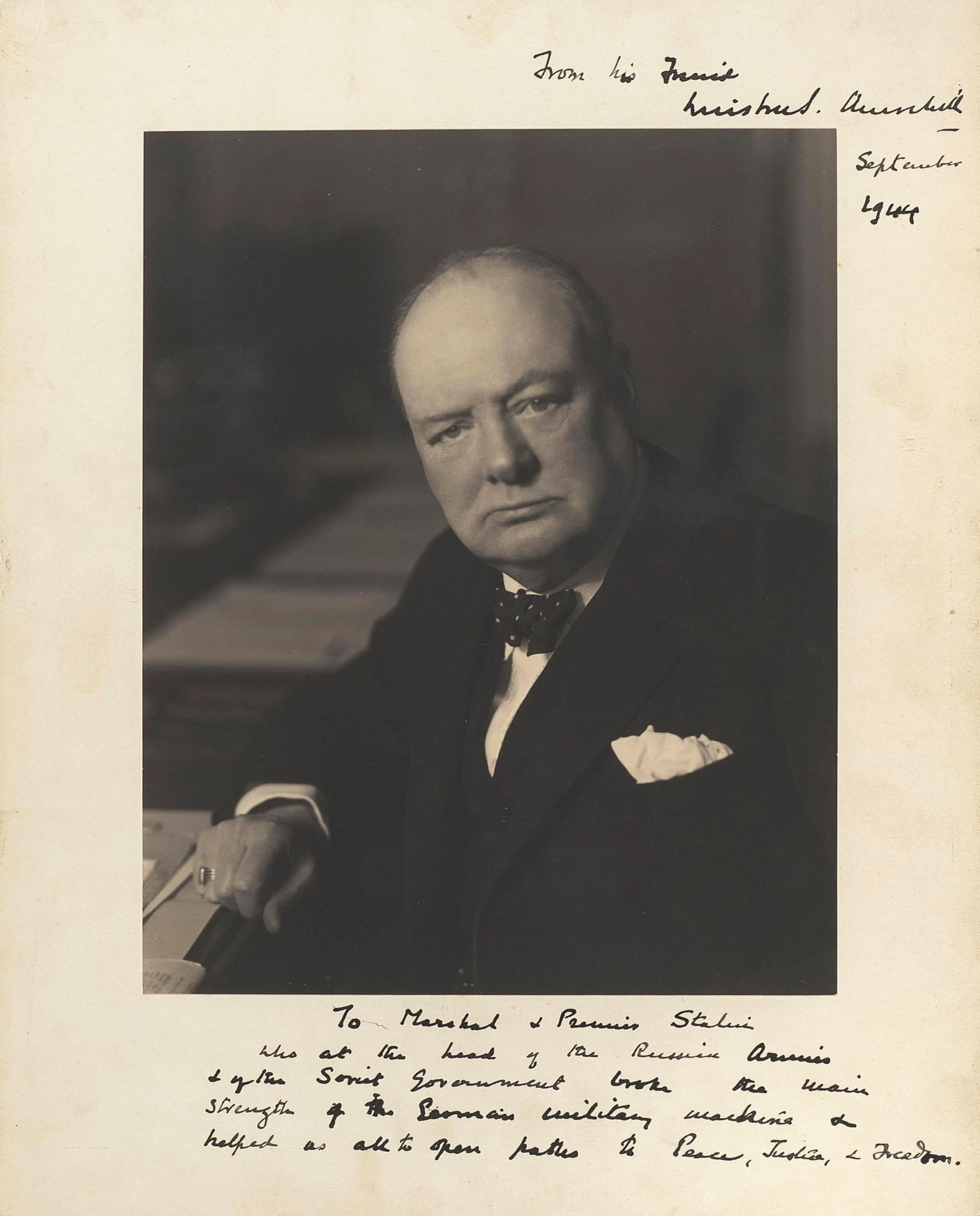 CHURCHILL, Winston Spencer (1874-1965). Portrait photograph depicting ...