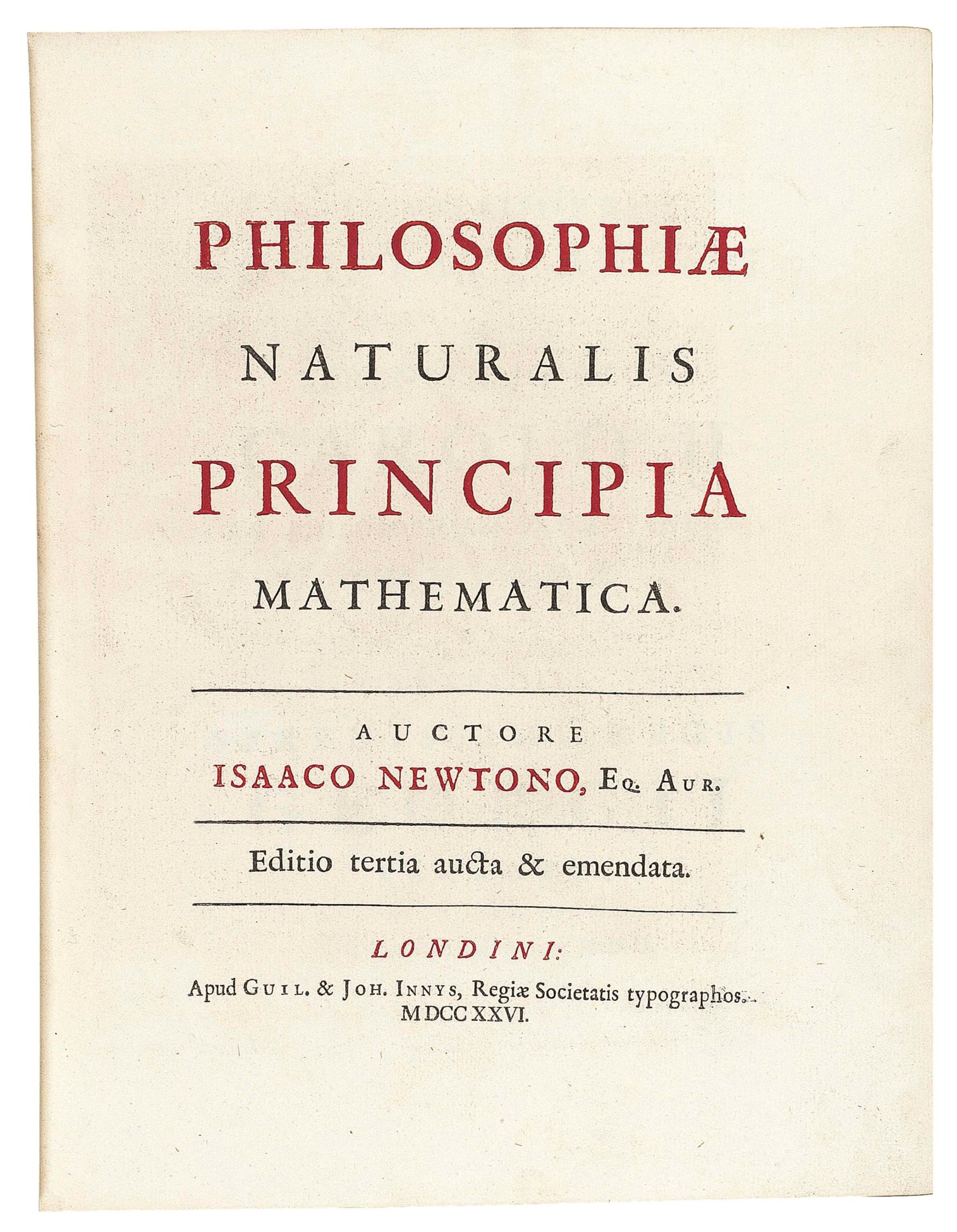 NEWTON, Isaac (1642-1727). Philosophiae naturalis principia mathematica ...