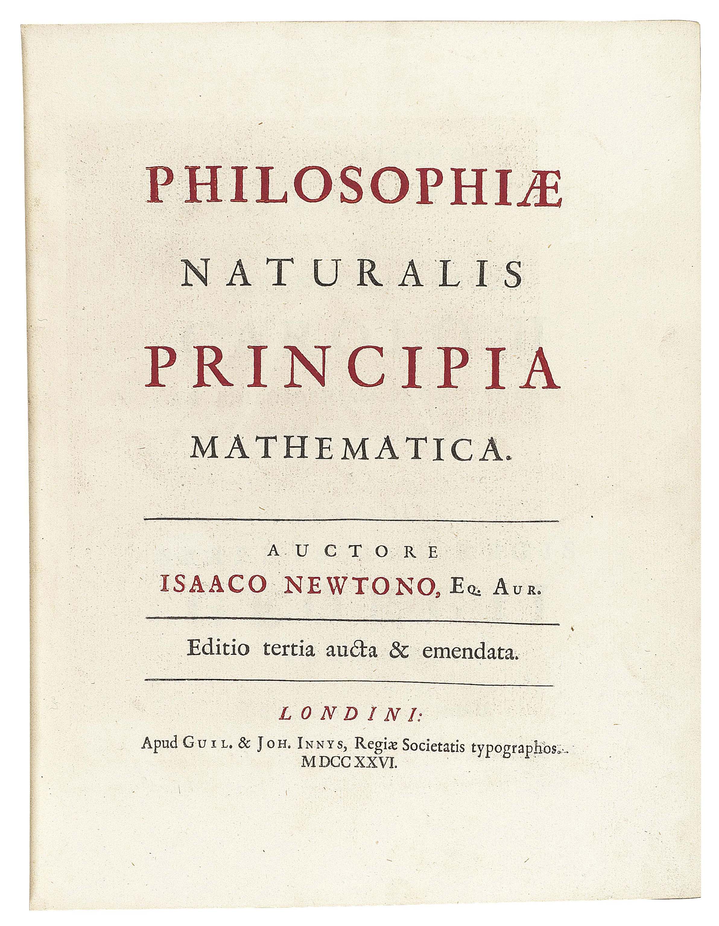 NEWTON, Isaac (1642-1727). Philosophiae naturalis principia mathematica ...