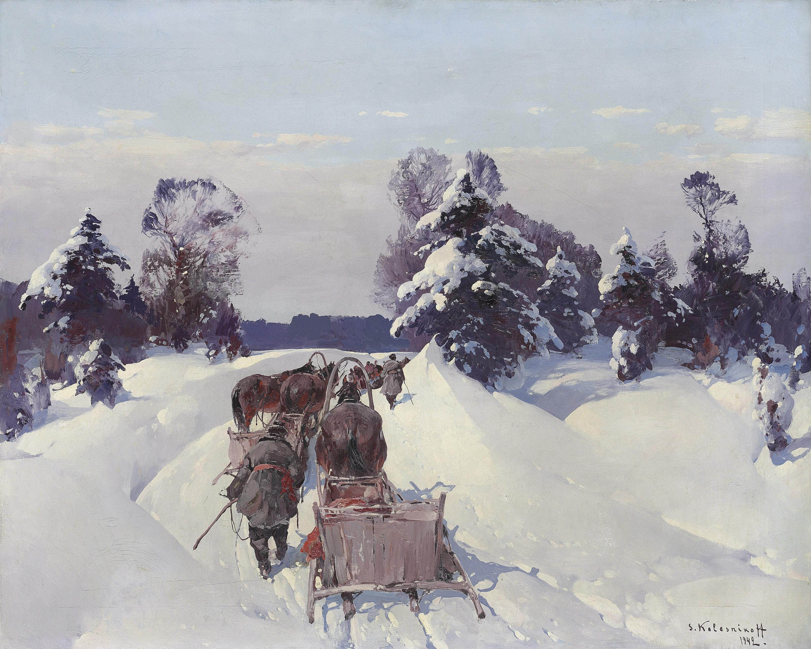 Stepan Kolesnikoff (1879-1955) , On the way to market | Christie's