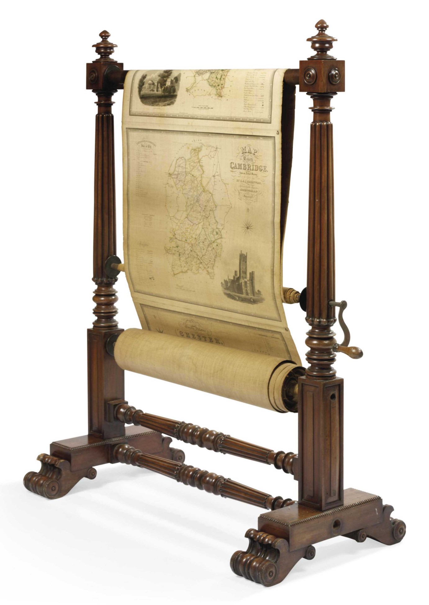 A WILLIAM IV MAHOGANY ROLLING MAP STAND , CIRCA 1835, ATTRIBUTED TO ...