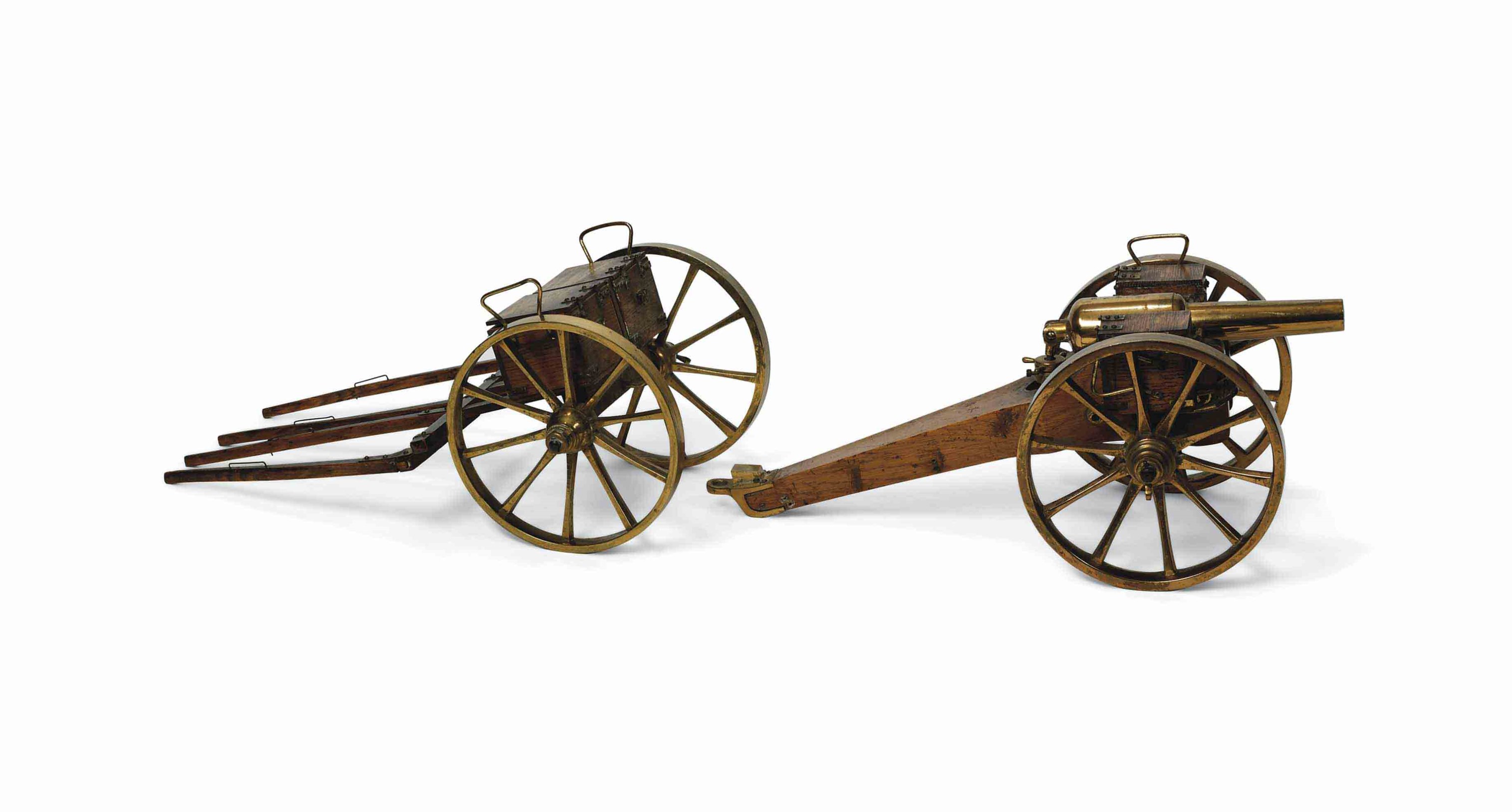 A MODEL OF A RIFLED MUZZLE LOADING FIELD GUN ON CARRIAGE WITH LIMBER ...
